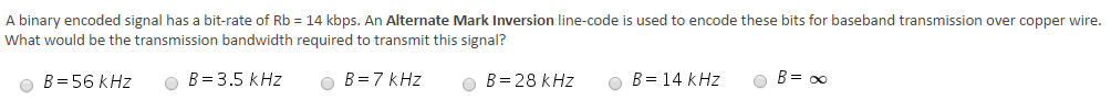 Solved A Binary Encoded Signal Has A Bit Rate Of Rb 14