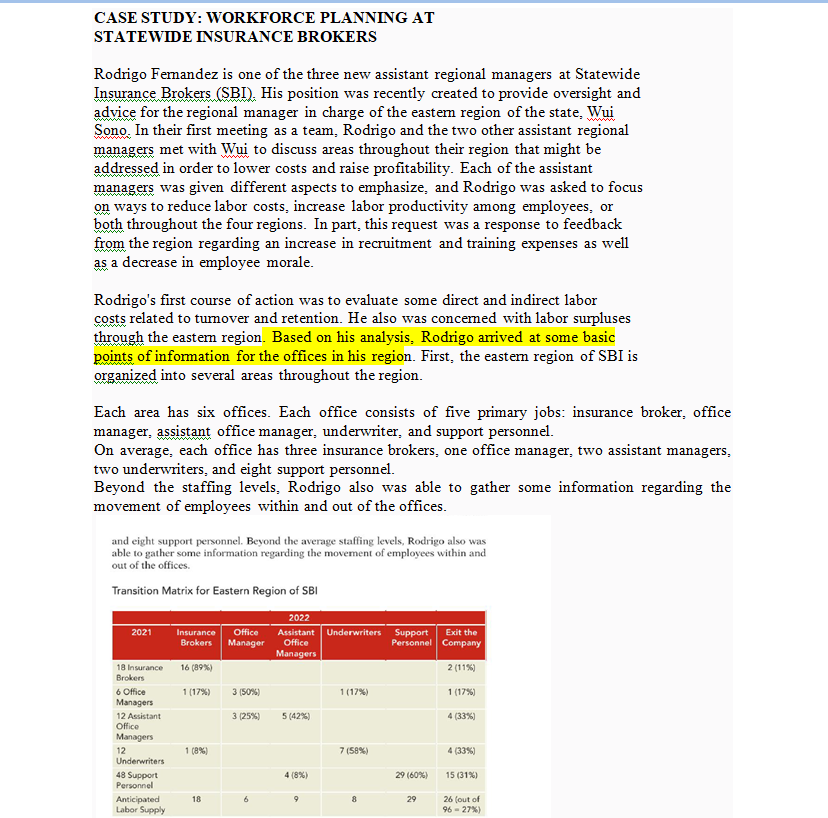 Solved CASE STUDY: WORKFORCE PLANNING ATSTATEWIDE INSURANCE | Chegg.com