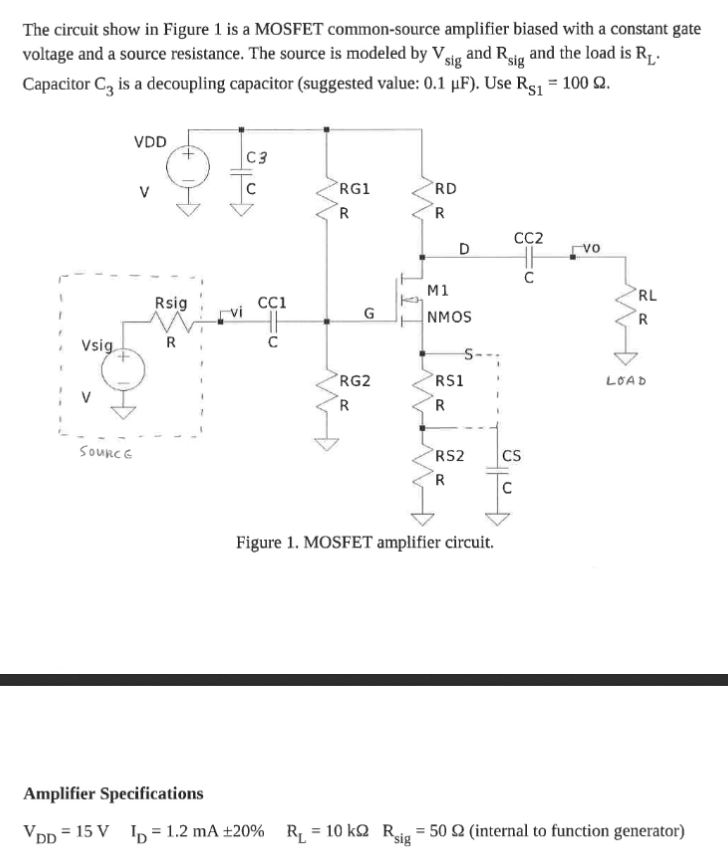 The circuit show in Figure 1 is a MOSFET | Chegg.com