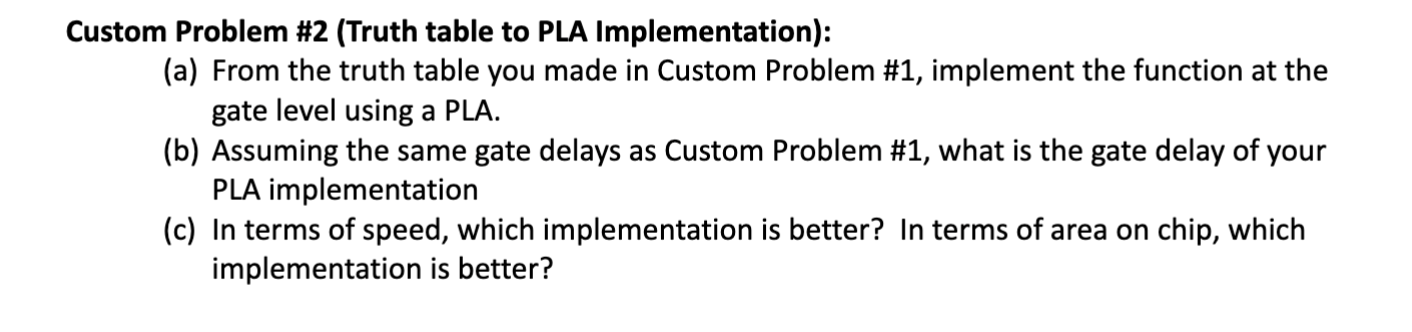 Solved Custom Problem #2 (Truth table to PLA | Chegg.com