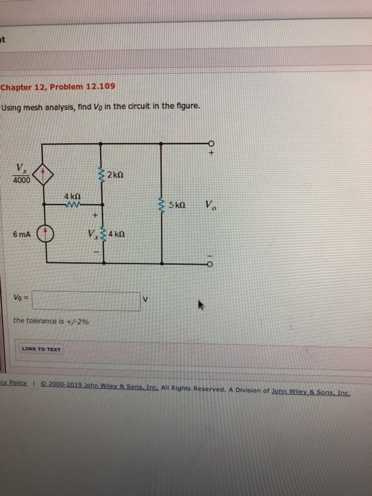 Solved Chapter 12, Problem 12.109 Using mesh analysis, find | Chegg.com