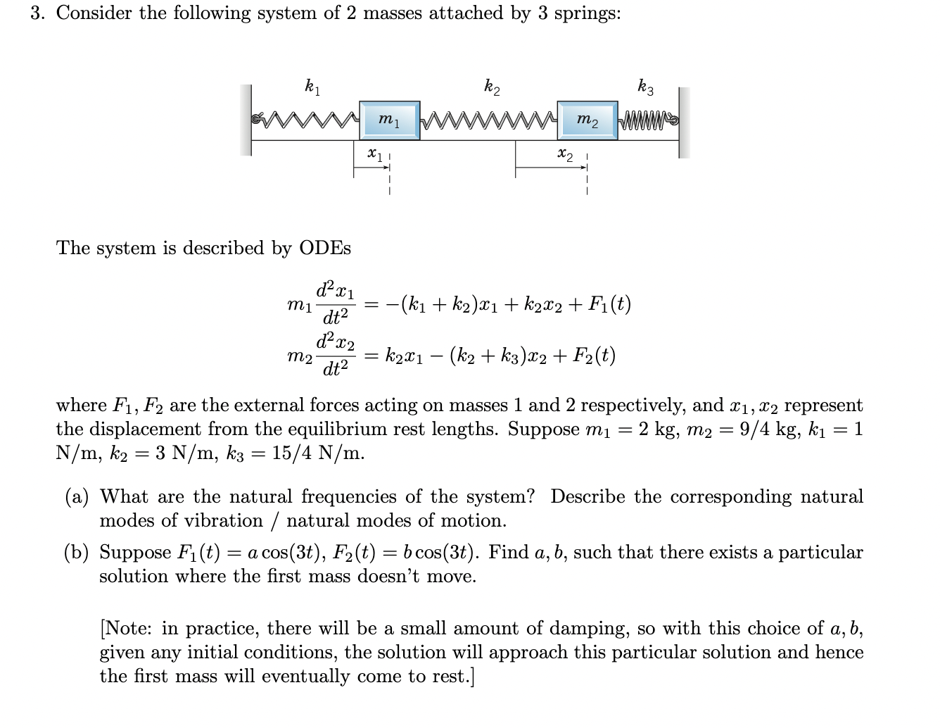 Solved Consider the following system of 2 ﻿masses attached | Chegg.com