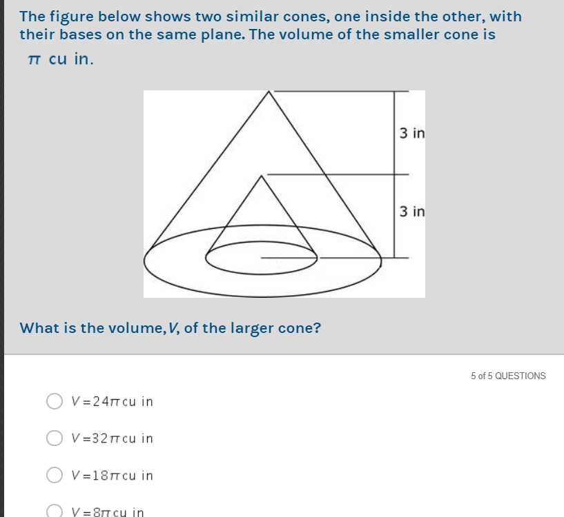 Solved The figure below shows two similar cones, one inside | Chegg.com