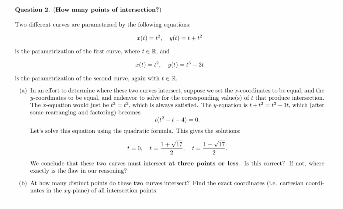 Solved Question 2. (How many points of intersection?) Two | Chegg.com