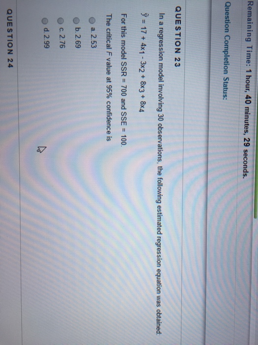 Solved Remaining Time: 1 hour, 40 minutes, 29 seconds. | Chegg.com