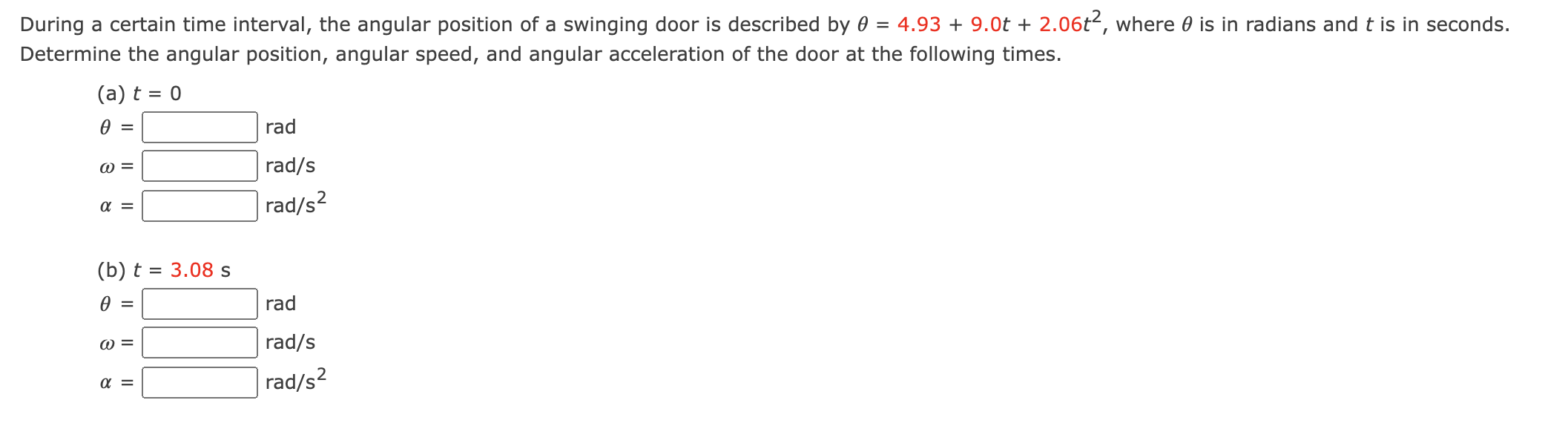 Solved = During a certain time interval, the angular | Chegg.com