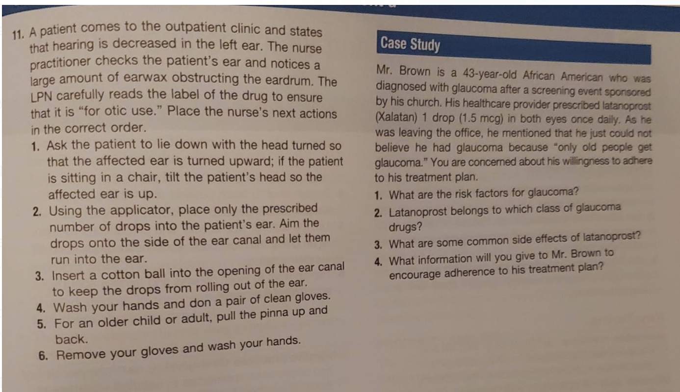 Solved Case Study 11. A patient comes to the outpatient | Chegg.com