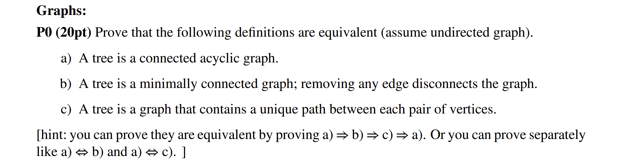 Solved Graphs: PO (20pt) Prove that the following | Chegg.com