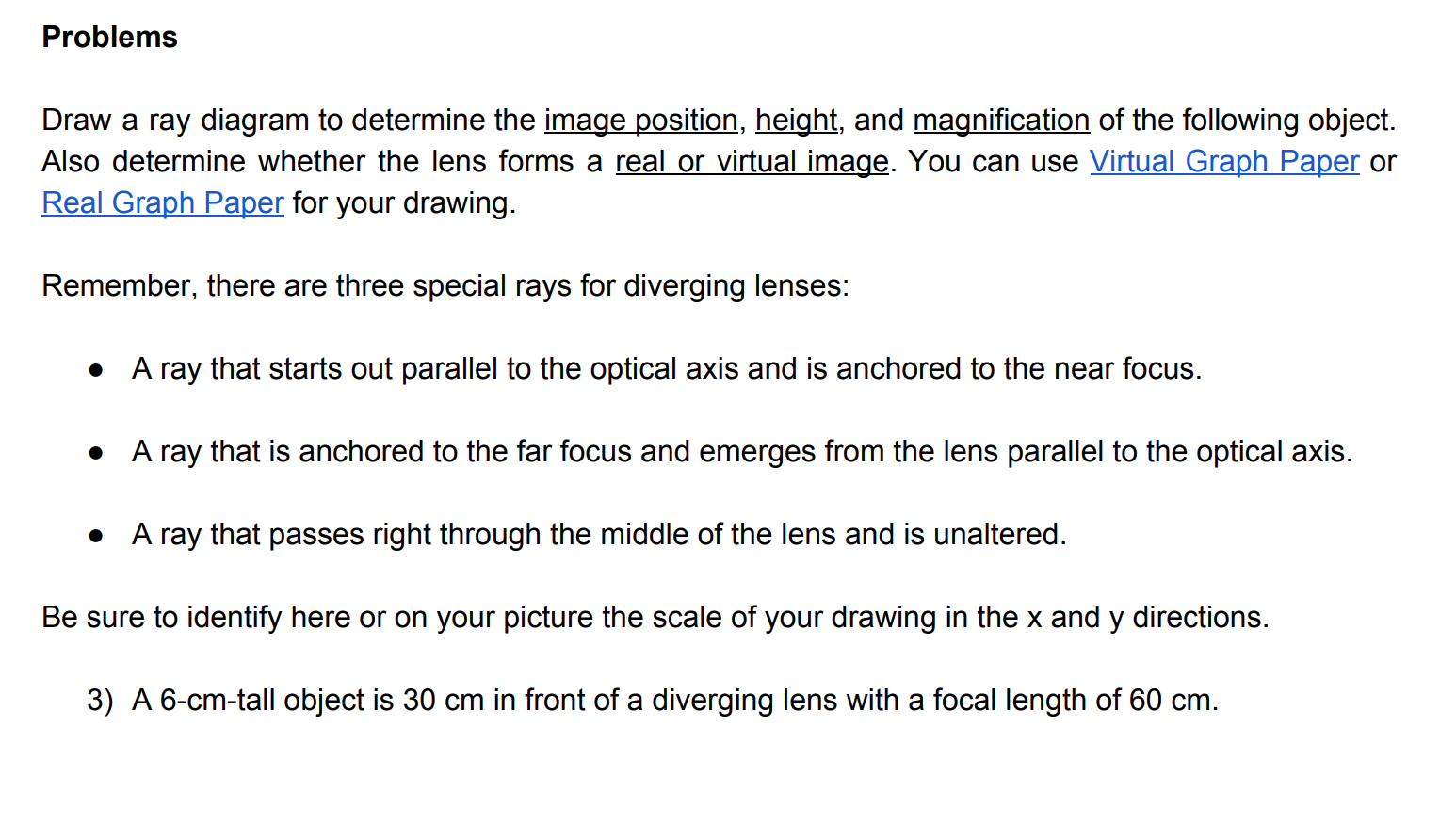 Solved Problems Draw a ray diagram to determine the image | Chegg.com