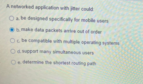 Solved A networked application with jitter could: O a. be | Chegg.com