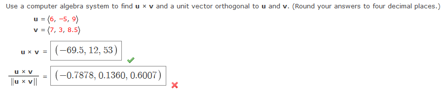 Solved Use a computer algebra system to find u×v and a unit | Chegg.com