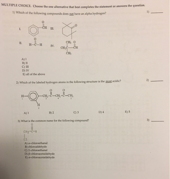 Solved Which of the following compounds does not have an | Chegg.com