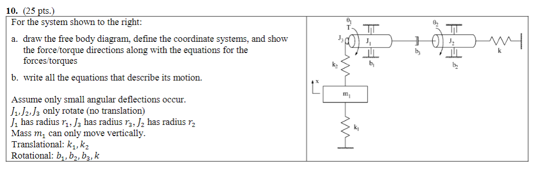 Solved TT TT 10. (25 pts.) For the system shown to the | Chegg.com
