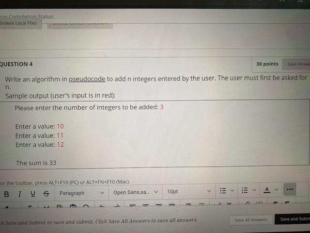 Solved Write An Algorithm In Pseudocode To Add N Integers 4270
