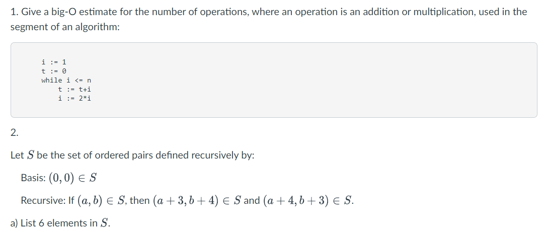 Solved 1. Give a big-O estimate for the number of | Chegg.com