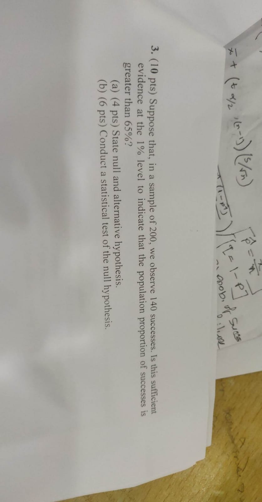 Solved 3. (10 pts) Suppose that, in a sample of 200 , we | Chegg.com