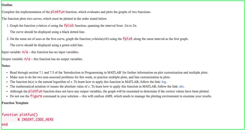 Solved Complete the implementation of the plotFun function, | Chegg.com