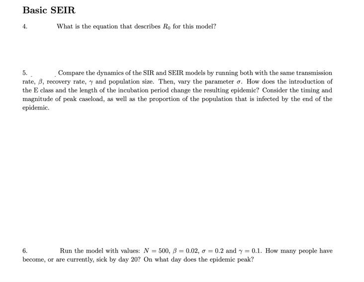 4. What is the equation that describes R0 for this | Chegg.com