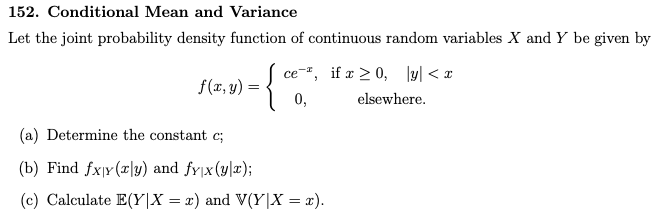 Solved 152. Conditional Mean and Variance Let the joint | Chegg.com