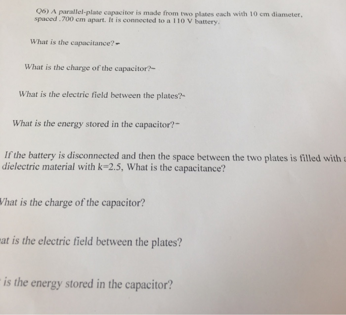 Solved A parallel-plate capacitor is made from two plates | Chegg.com