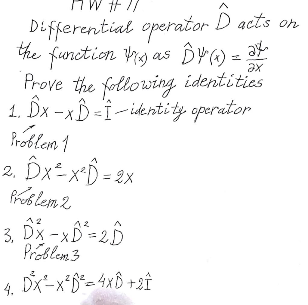 Solved Differential operator D^ acts on the function ψ(x) as | Chegg.com