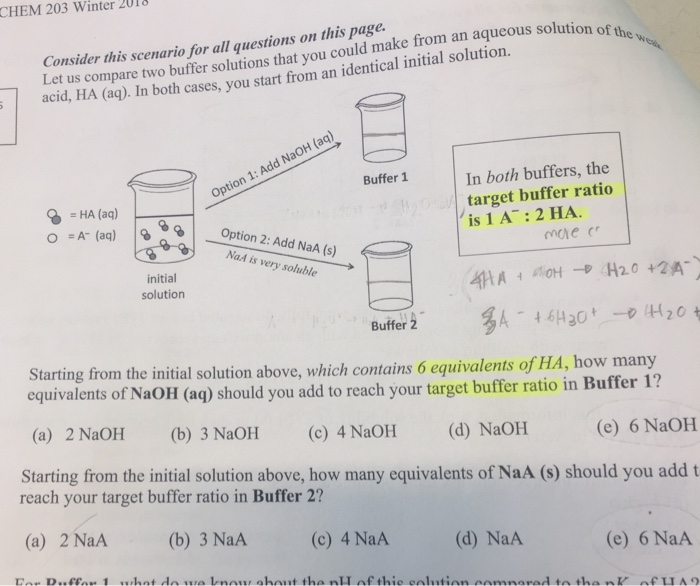 Solved CHEM 203 Winter 2018 Consider this scenario for all | Chegg.com