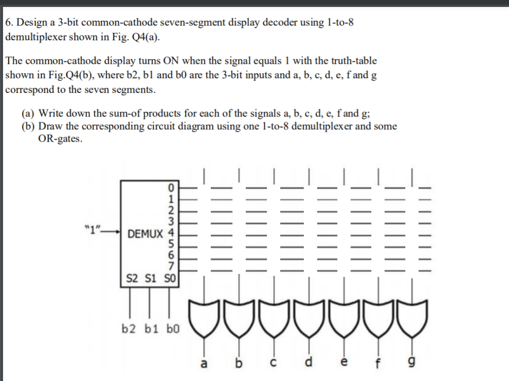 Solved 6. Design a 3-bit common-cathode seven-segment | Chegg.com