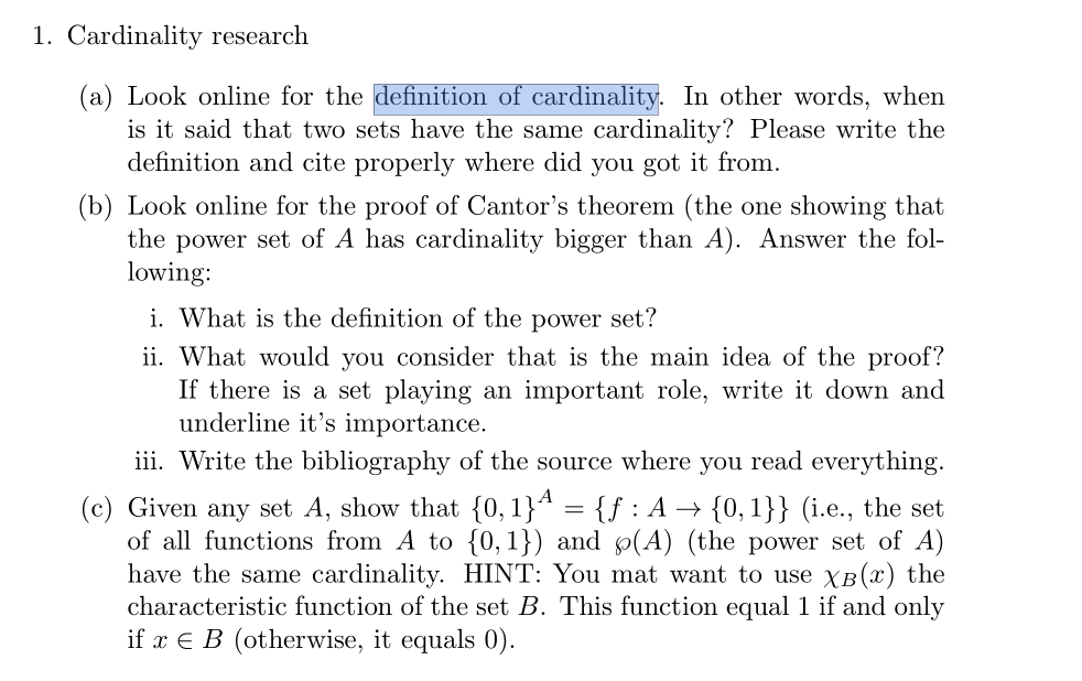 Solved 1. Cardinality research (a) Look online for the | Chegg.com