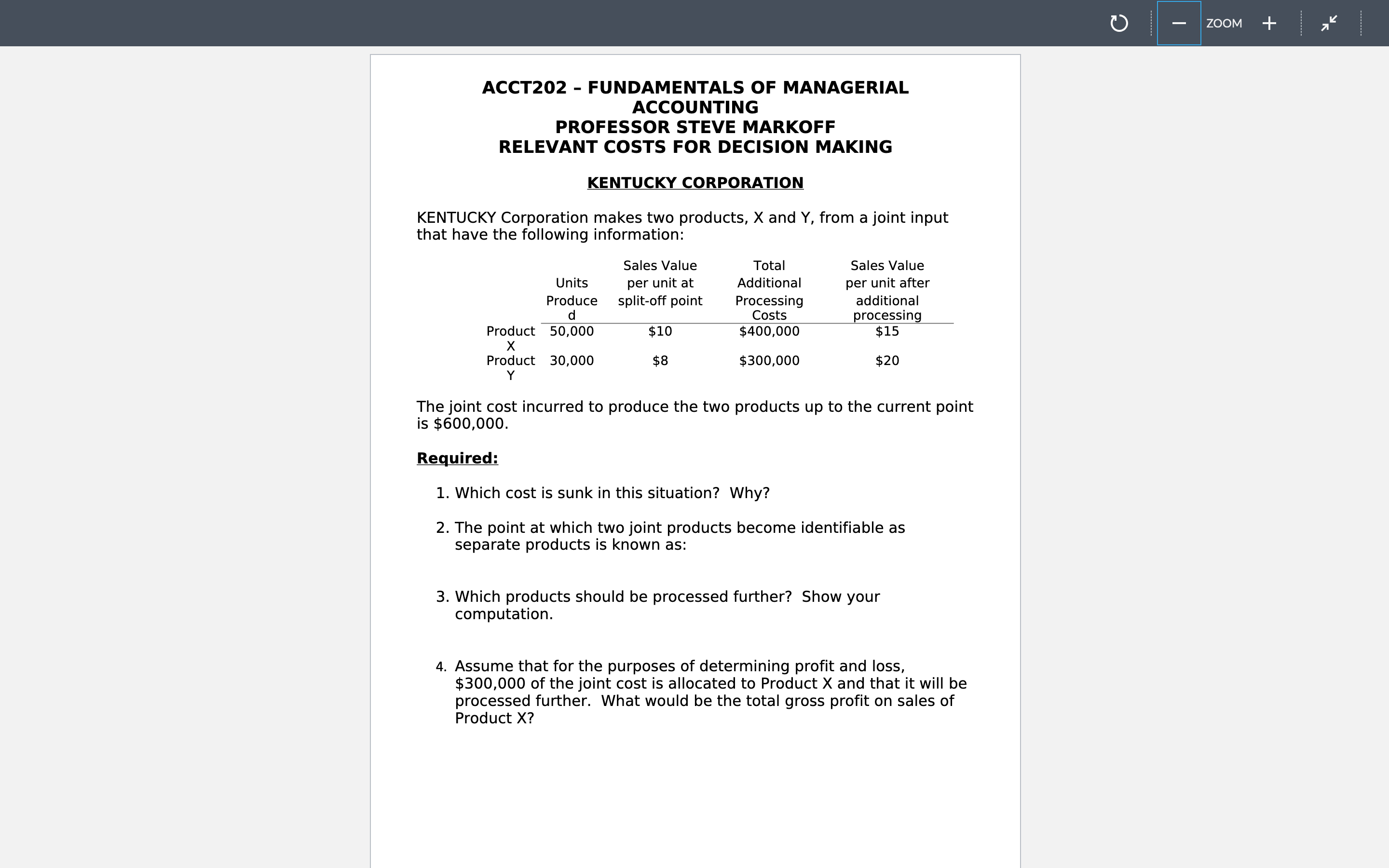 Solved ACCT202 - FUNDAMENTALS OF MANAGERIAL ACCOUNTING | Chegg.com