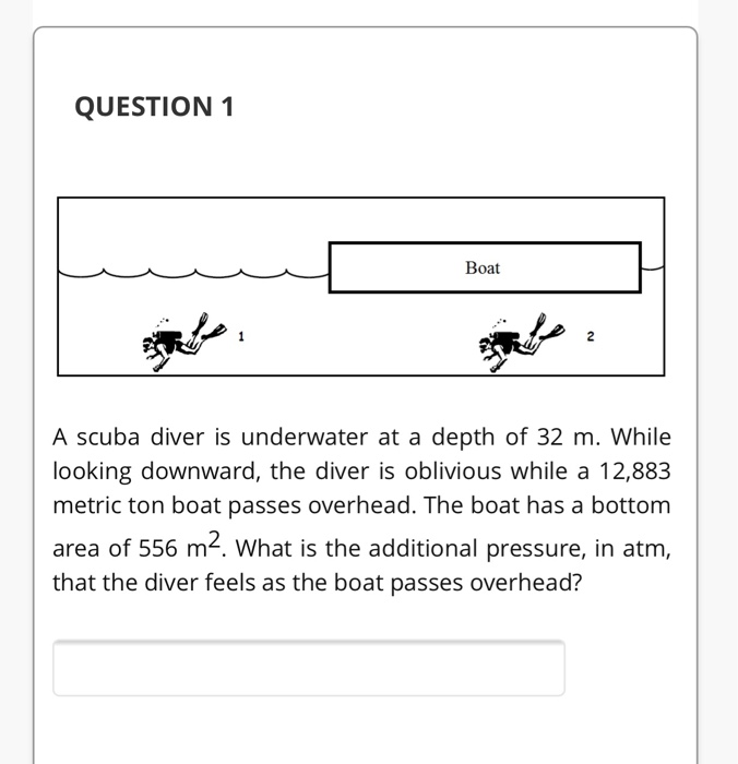 Solved QUESTION 1 Boat 2 A scuba diver is underwater at a | Chegg.com
