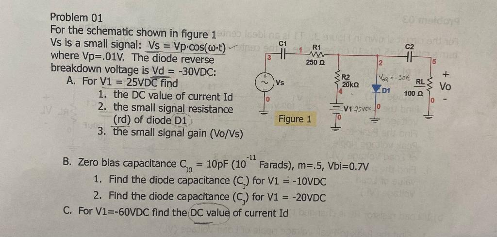 Solved Problem 01 For the schematic shown in figure 1 Vs is | Chegg.com