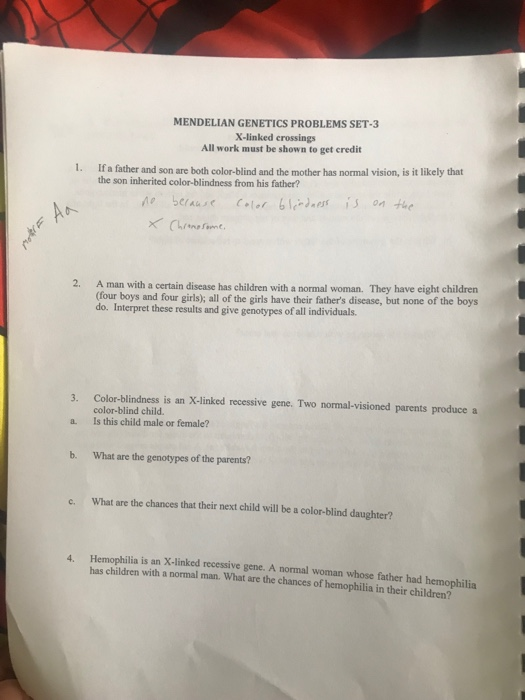 Solved MENDELIAN GENETICS PROBLEMS SET-1 Monohybrid crosses | Chegg.com