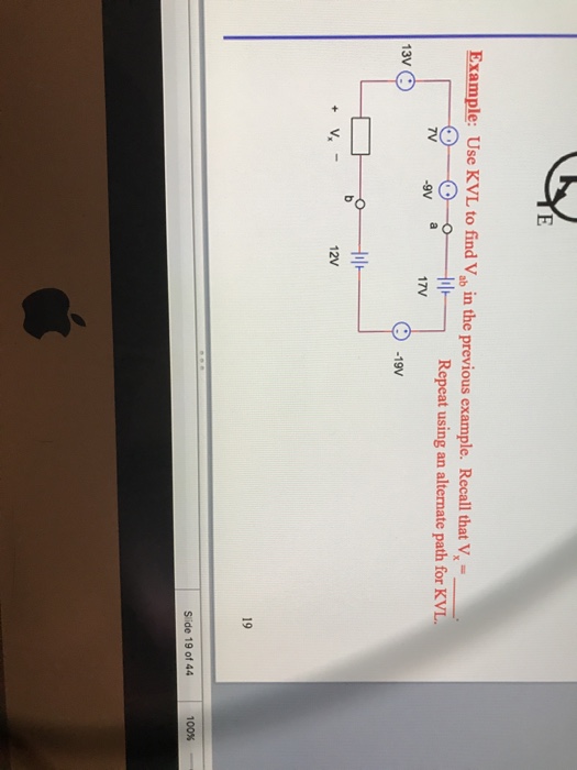Solved Example: Use KVL to find Va, in the previous example. | Chegg.com