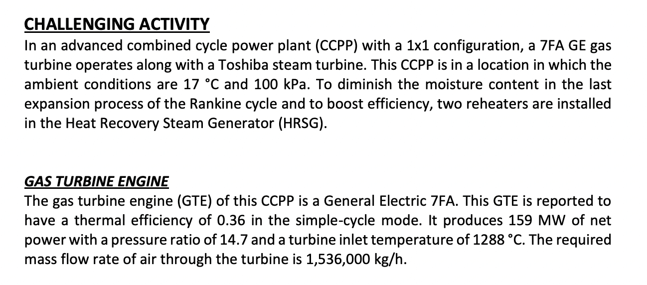 Solved CHALLENGING ACTIVITY In an advanced combined cycle | Chegg.com