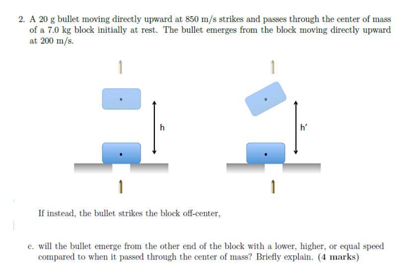 Solved 2. A \\( 20 \\mathrm{~g} \\) bullet moving directly | Chegg.com Solved 2. A \\( 20 \\mathrm{~g} \\) bullet moving directly | Chegg.com