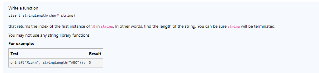 Solved Write A Function Sizet Stringlengthchar String 1692