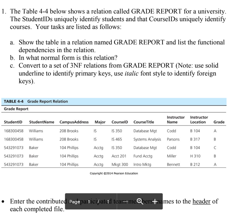 1. The Table 4-4 below shows a relation called GRADE | Chegg.com