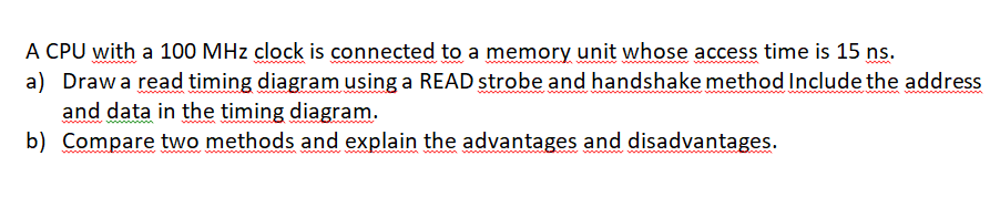 Solved A CPU with a 100 MHz clock is connected to a memory | Chegg.com
