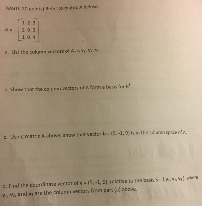 Solved (Linear Algebra) only c & d please. Thank you. | Chegg.com