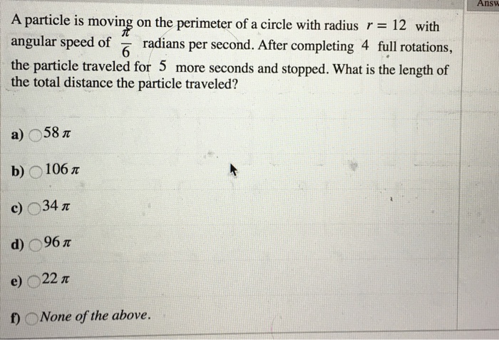 Solved A particle is moving on the perimeter of a circle | Chegg.com