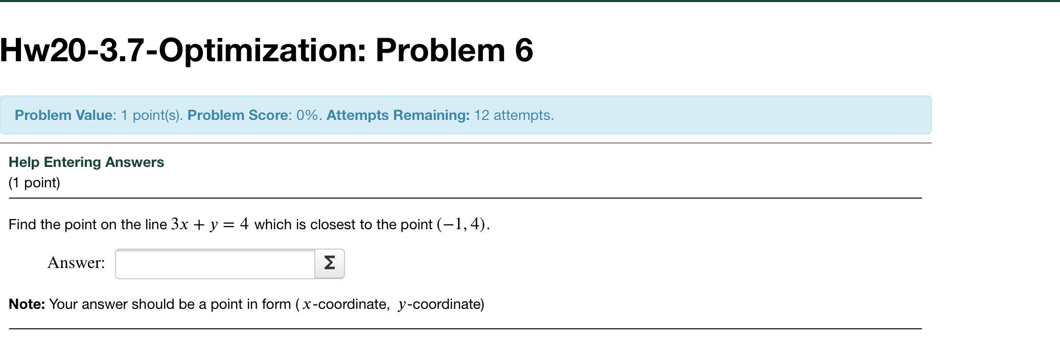 Solved Hw20-3.7-Optimization: Problem 6 Problem Value: 1 | Chegg.com