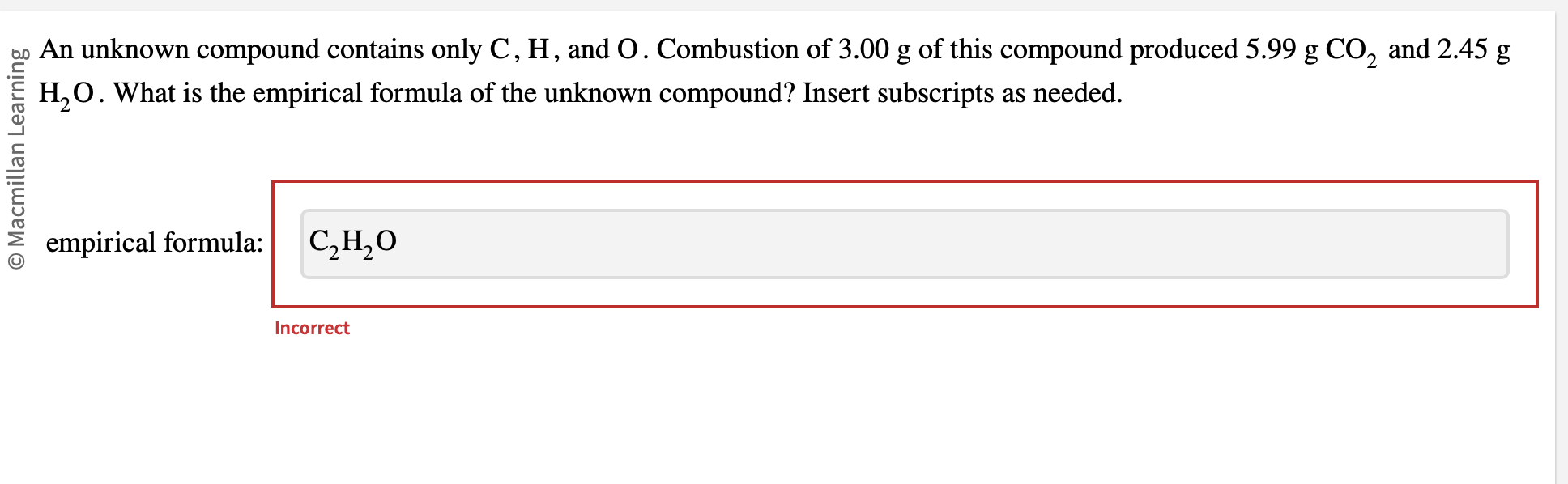 Solved An unknown compound contains only C,H, and O. | Chegg.com