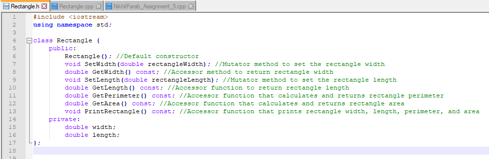Coding in C++ Create a rectangle class that has the | Chegg.com