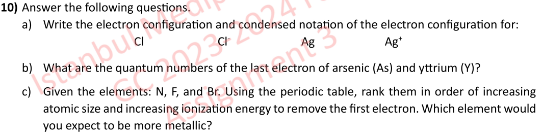 Solved Answer the tollowing questions. a) Write the electron | Chegg.com