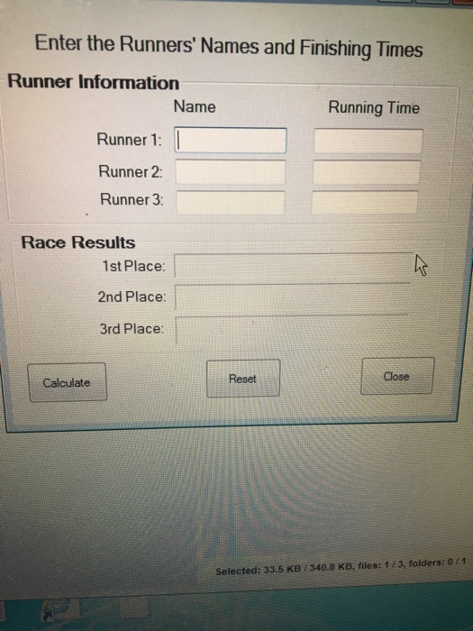 (Solved) : Calculate Race Came First Second Third Using C Visual Studio ... (Solved) : Calculate Race Came First Second Third Using C Visual Studio ...