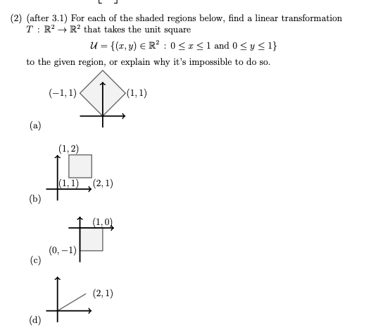Solved (2) (after 3.1) For each of the shaded regions below, | Chegg.com