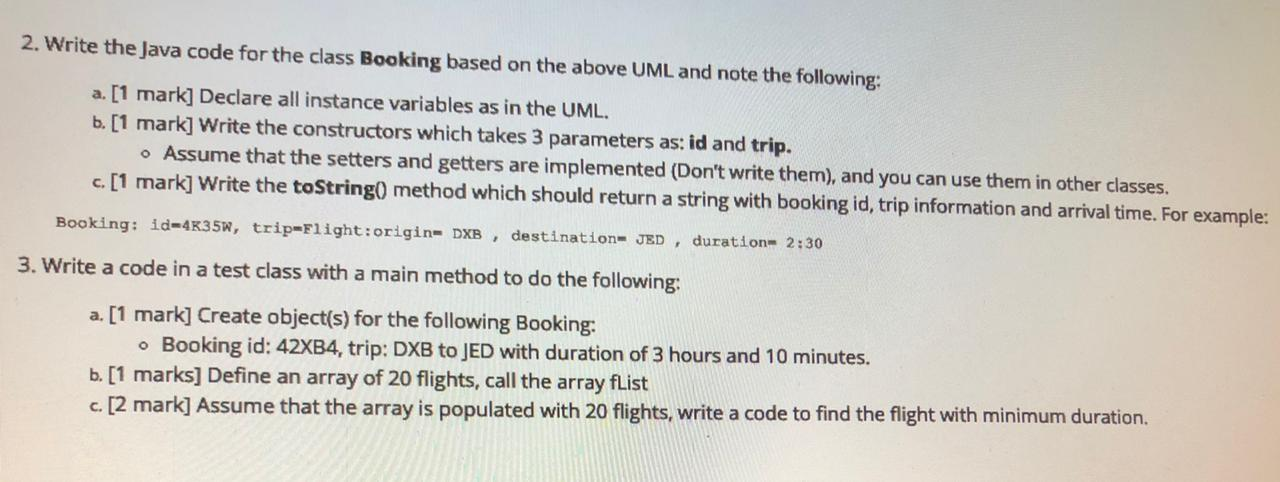 Solved Booking Flight -origin : String - destination: String | Chegg.com