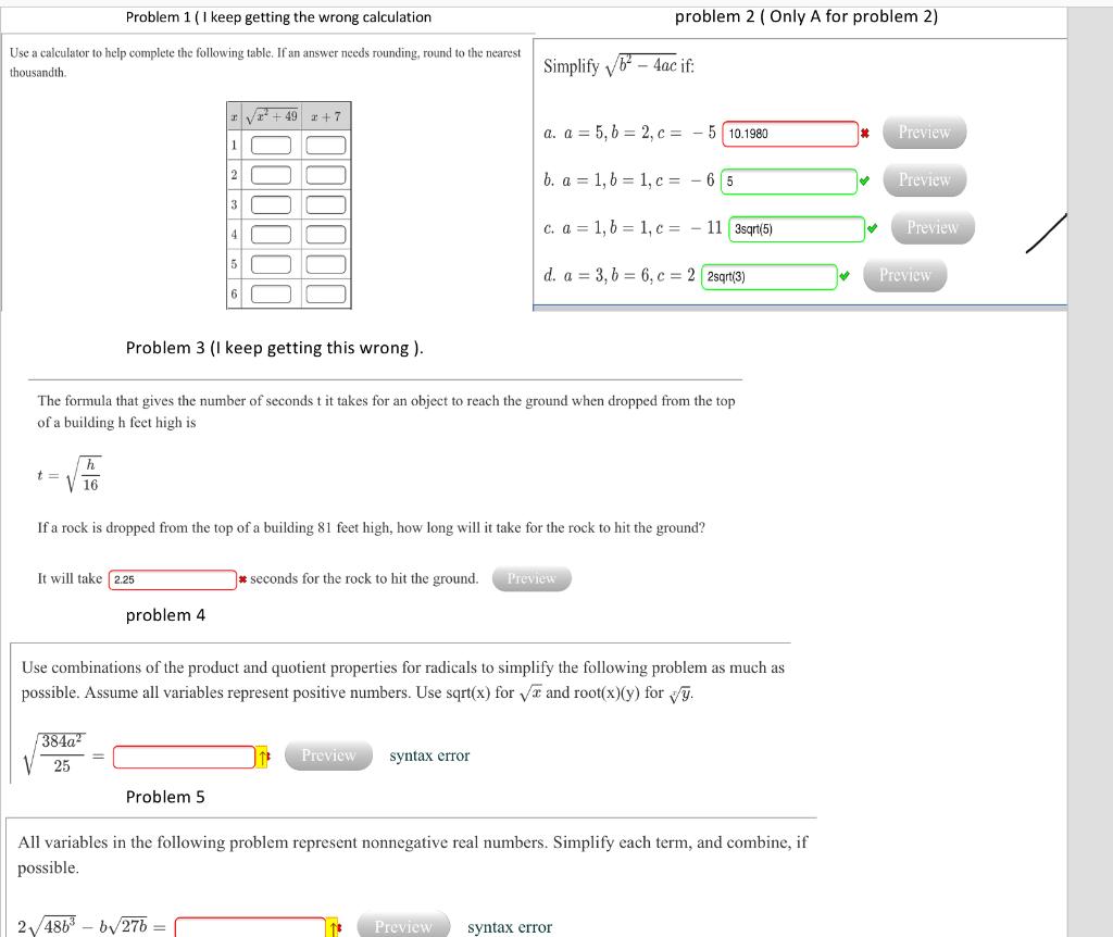 Solved Problem 1 (1 keep getting the wrong calculation | Chegg.com