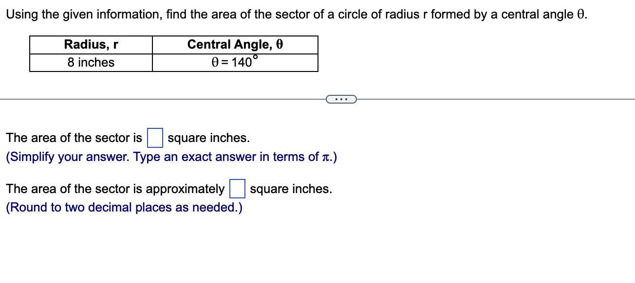 Solved Using the given information, find the area of the | Chegg.com