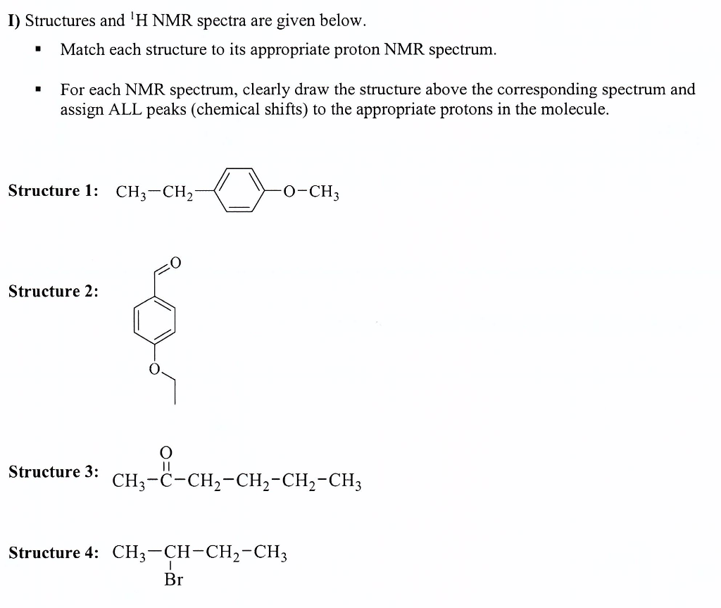 Solved I Structures and 'H NMR spectra are given below. | Chegg.com